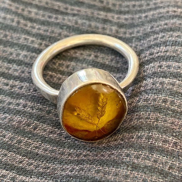 Vintage | Jewelry | Vintage 7s Wheatgrass Resin Ring Sterling Silver ...